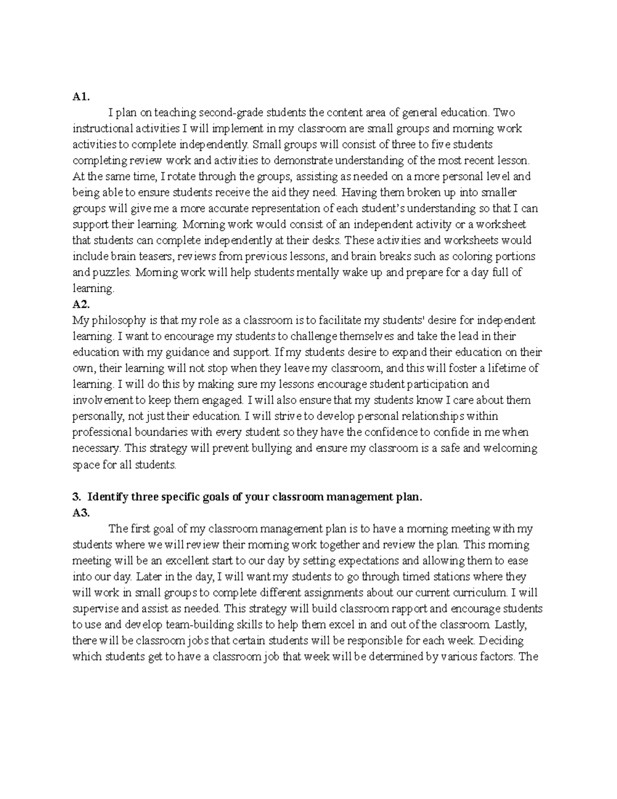 TASK 1 DKM3 - task 1 passsed - A1. I plan on teaching second-grade ...