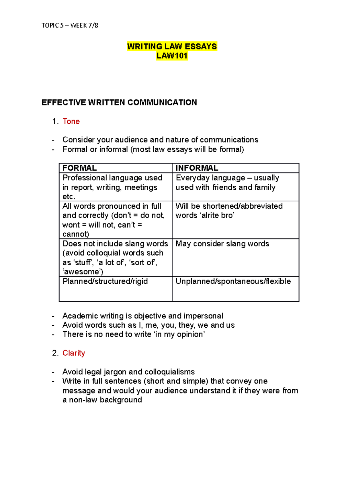 Writing LAW Essays LAW101 - LAW.101y - Lancaster - Studocu
