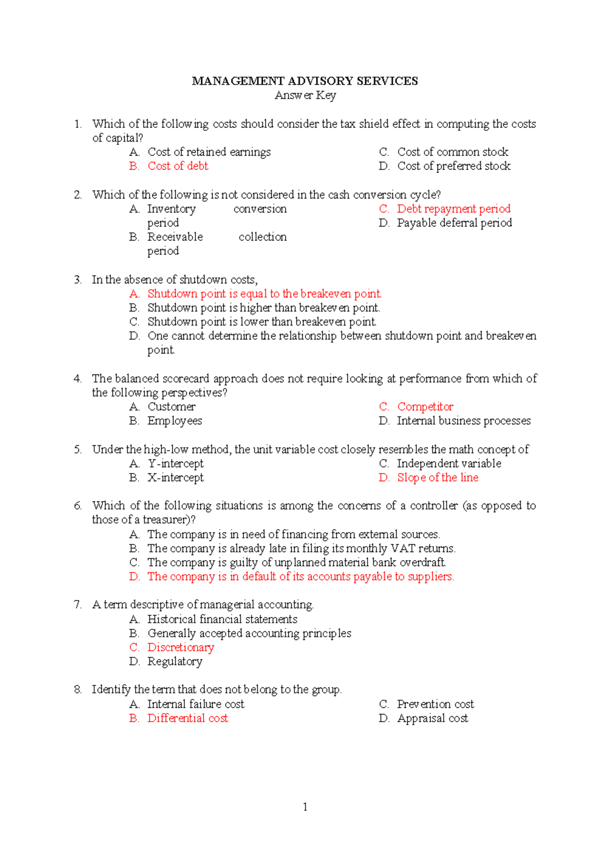 MAS-Answer-Key-Jan.-10-12 - MANAGEMENT ADVISORY SERVICES Answer Key ...