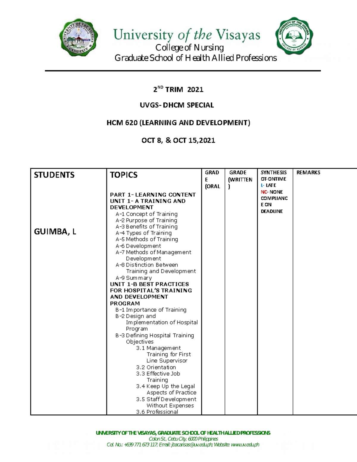 HCM 620 DHCM Special in the Philippines - 2 ND TRIM 2021 UVGS- DHCM ...