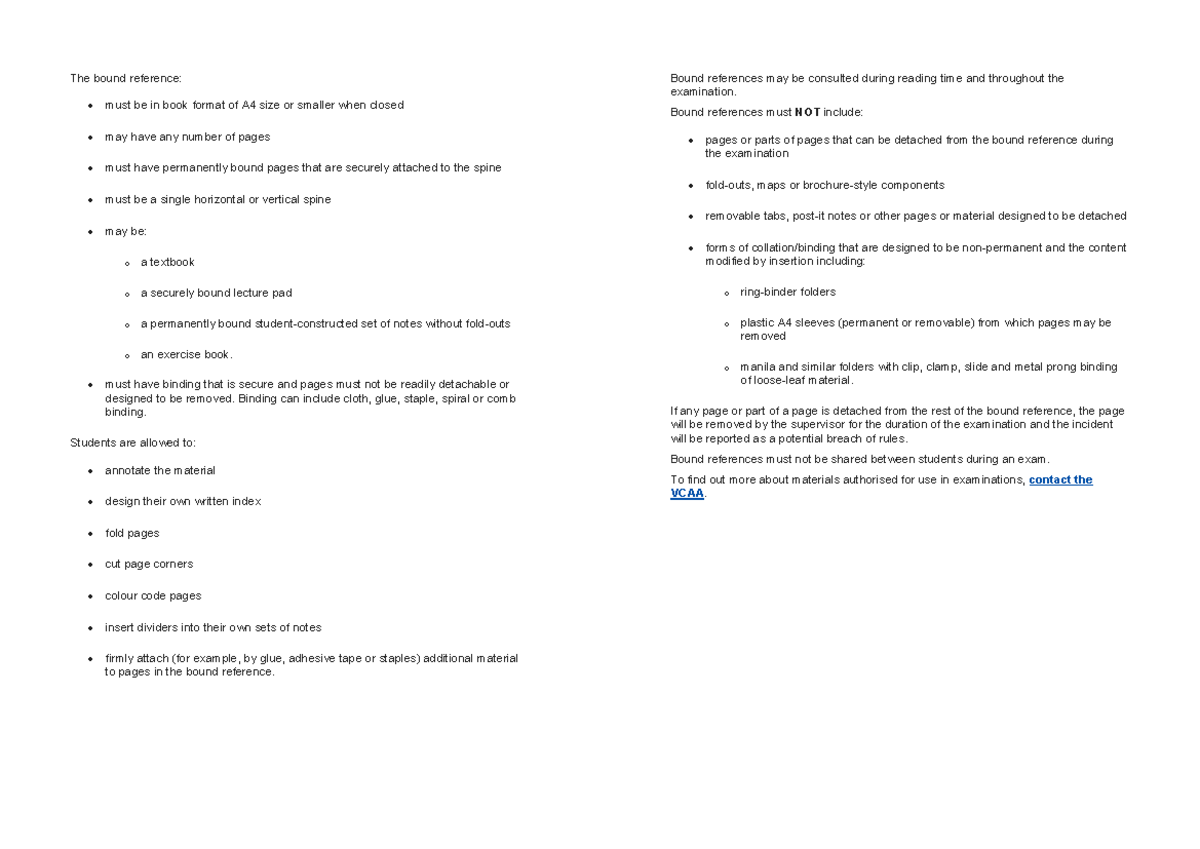 Bound Reference Rules - notes - The bound reference: must be in book ...