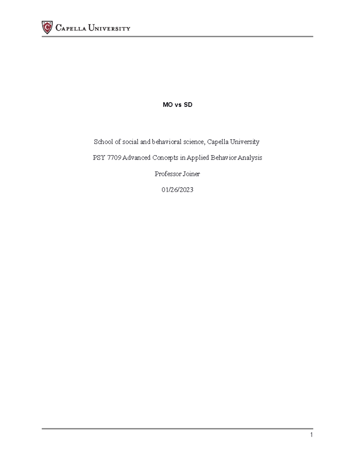 MO vs SD - MO and SD's - MO vs SD School of social and behavioral ...