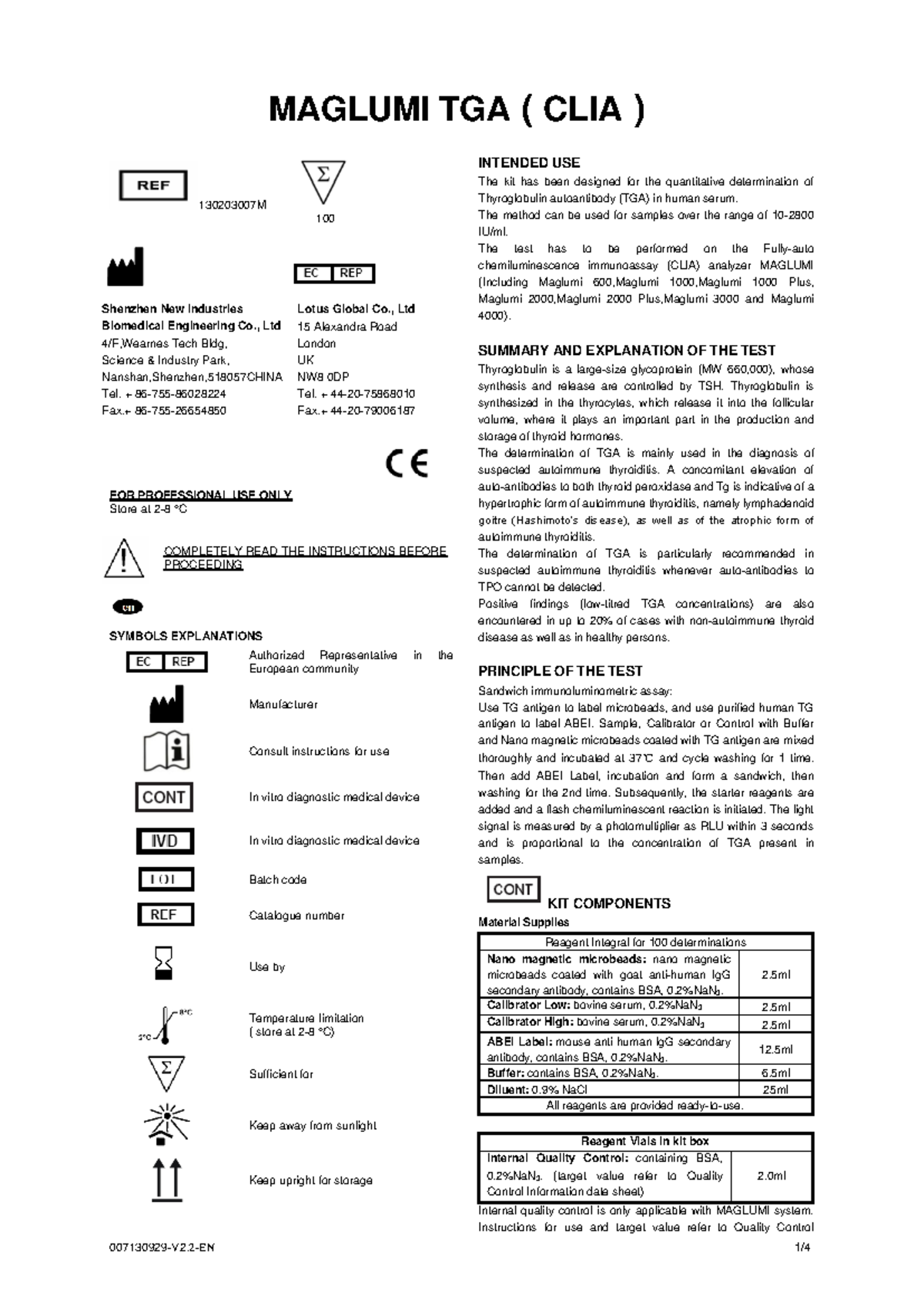 Snibe maglumi tga clia - MAGLUMI TGA（CLIA） 130203007M 100 Shenzhen New ...
