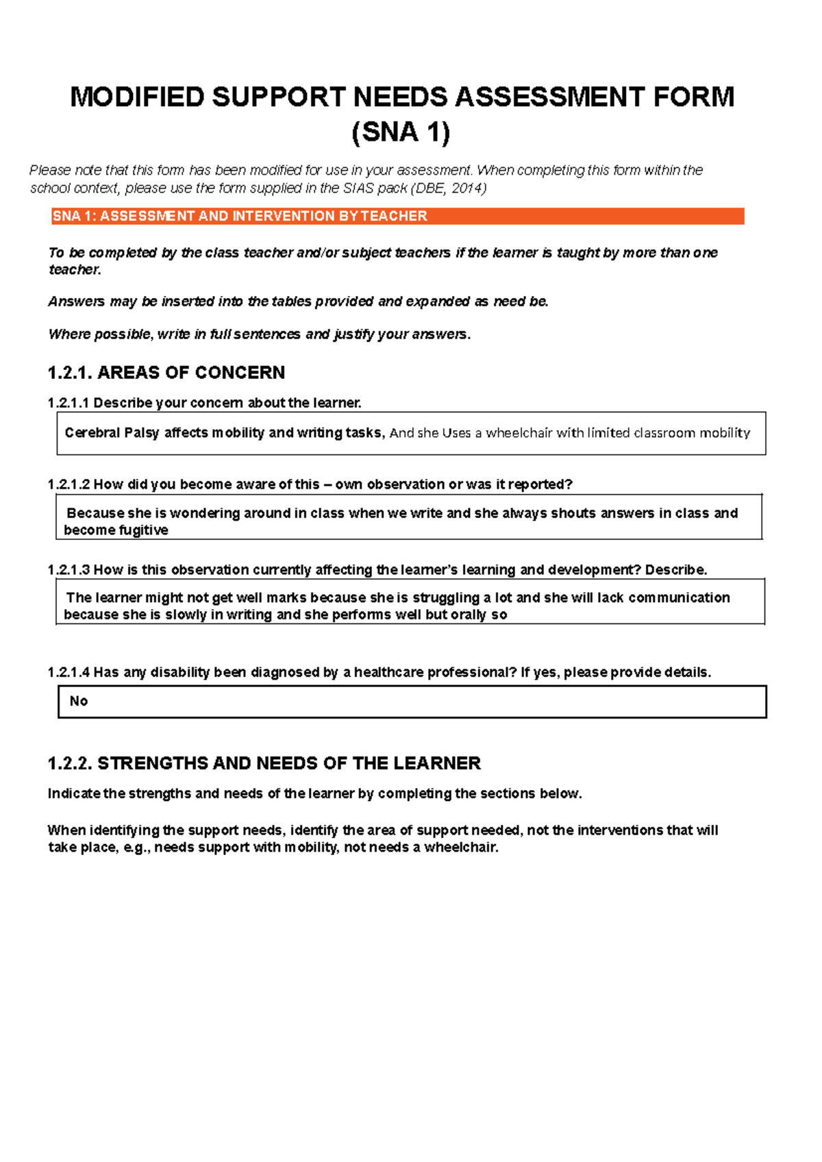 Incluse ice task 2 2nd semester - MODIFIED SUPPORT NEEDS ASSESSMENT ...