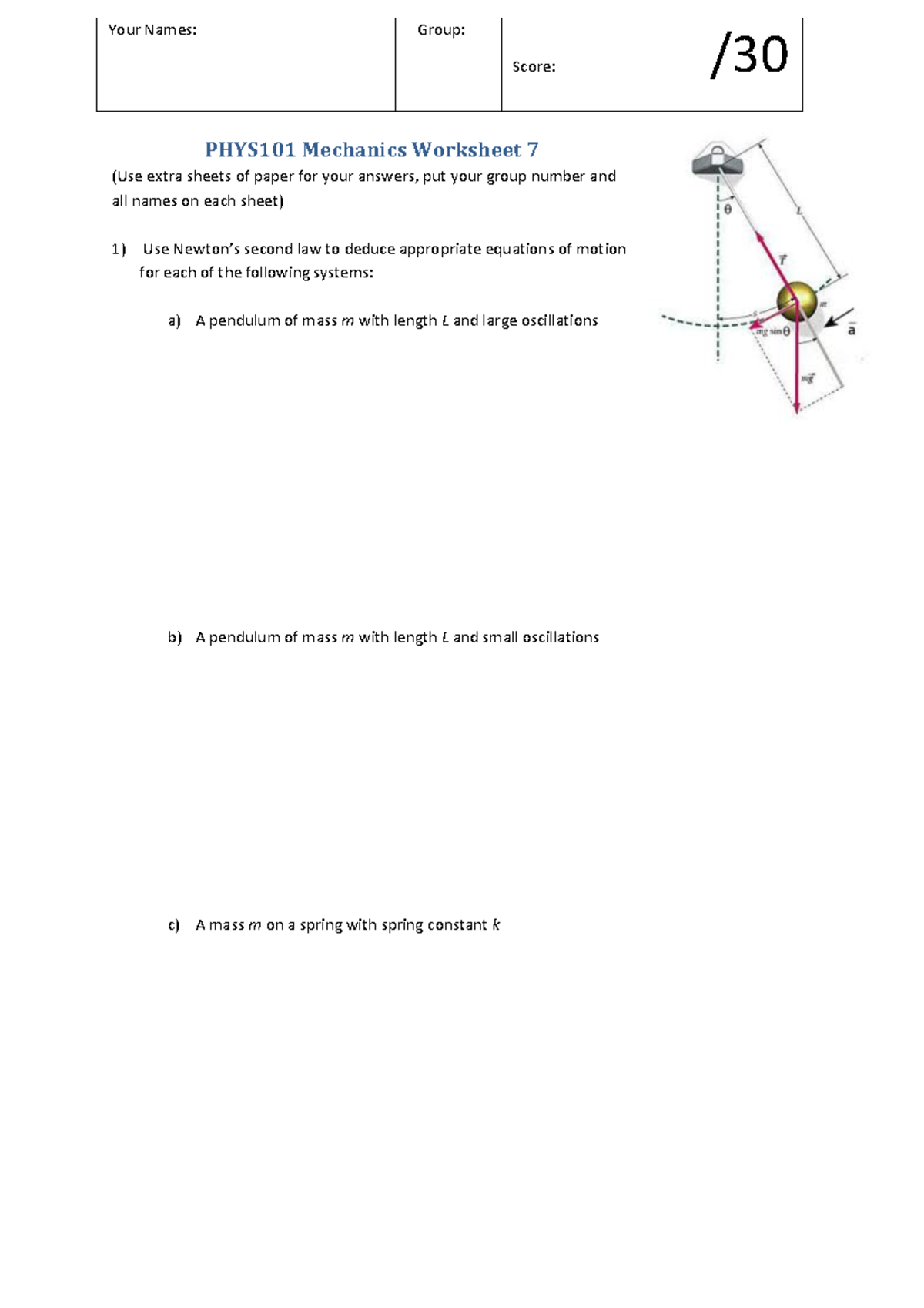 PHYS101 problems 7 - Newtonian Dynamics PHYS 101 Tutorial - Your Names ...