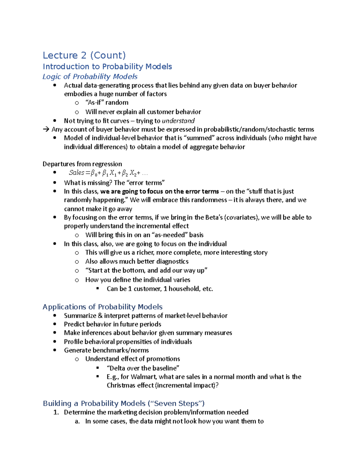 Introduction to Probability Models in Marketing - Studocu
