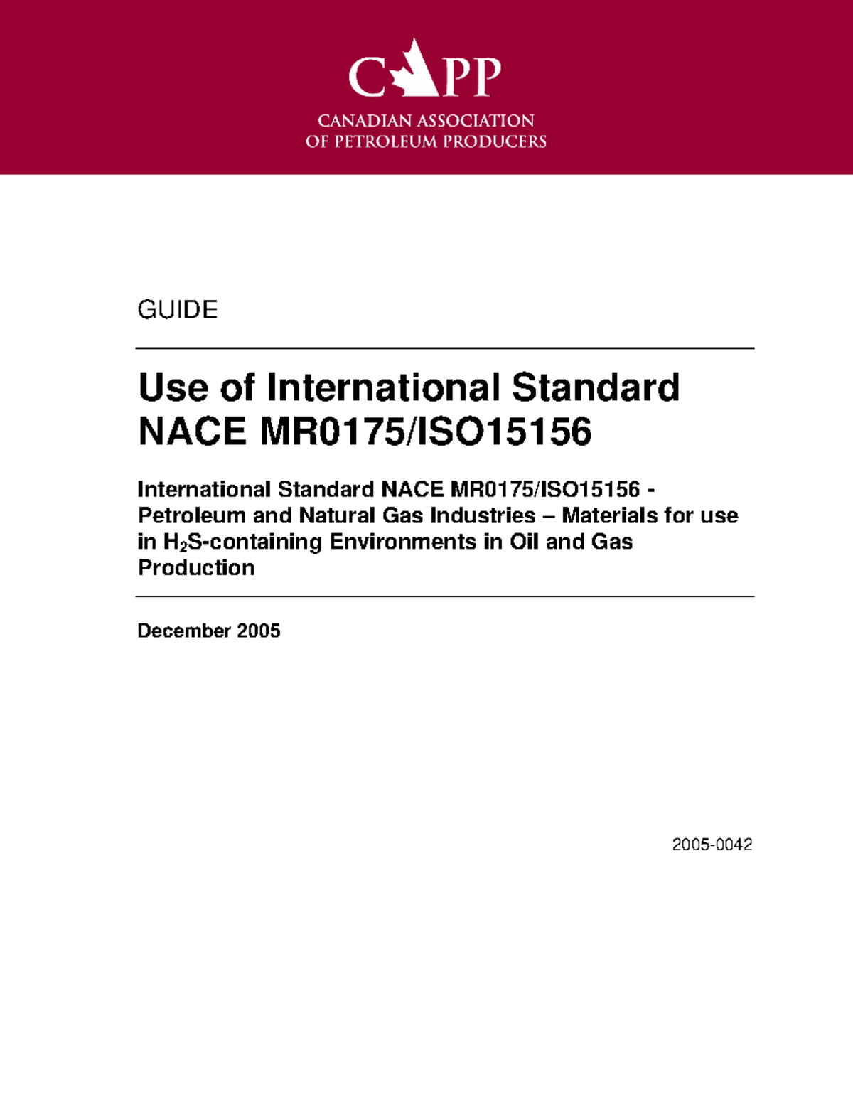 NACE MR075 - GUIDE Use of International Standard NACE MR0175/ISO ...