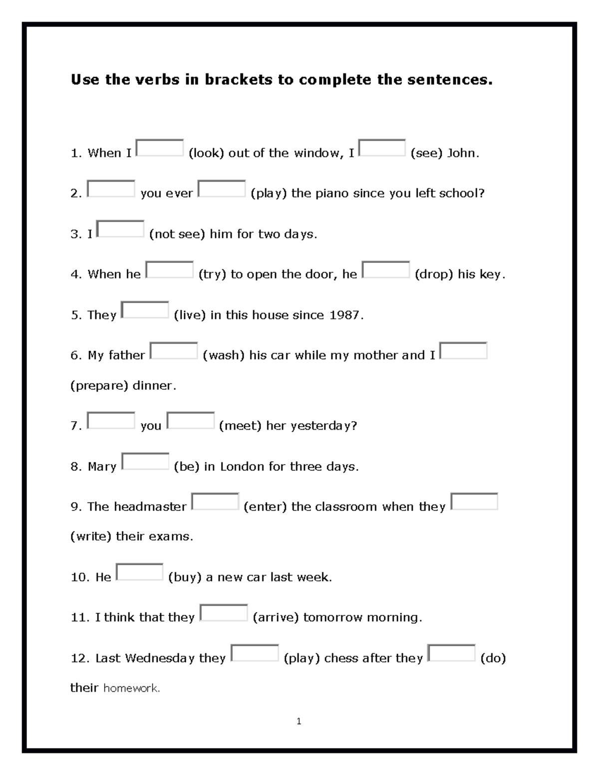 El098 practices - hfdhd - Use the verbs in brackets to complete the ...