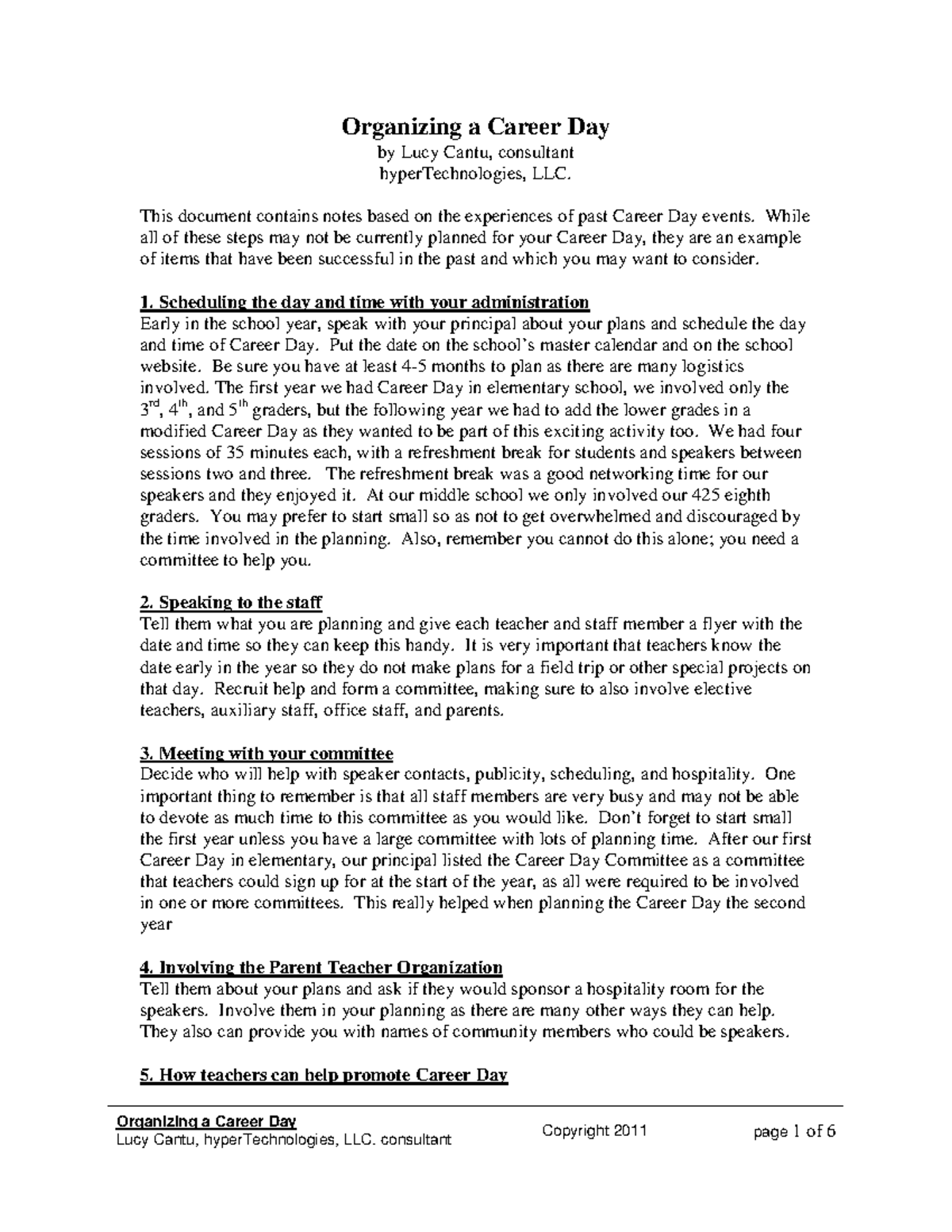 Organizing a Career Day - Organizing a Career Day Organizing a Career ...