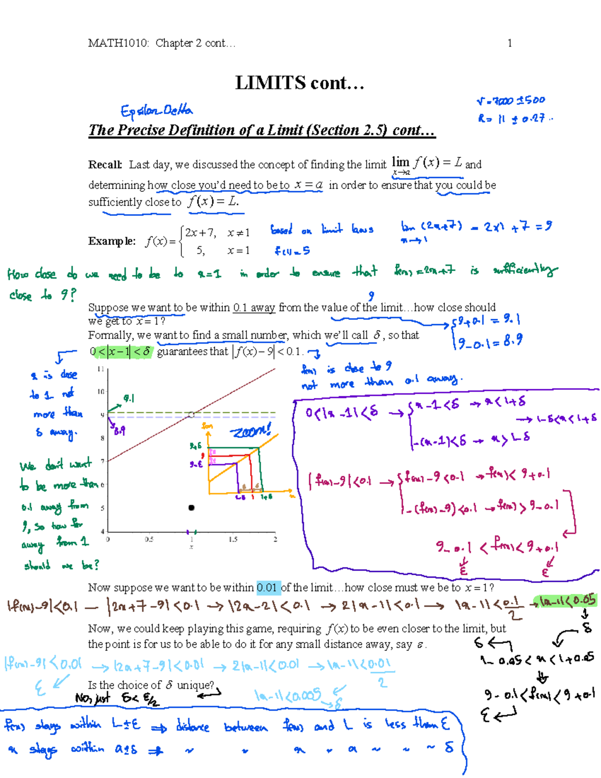 Mod5 - Lecture - LIMITS cont... The Precise Definition of a Limit ...