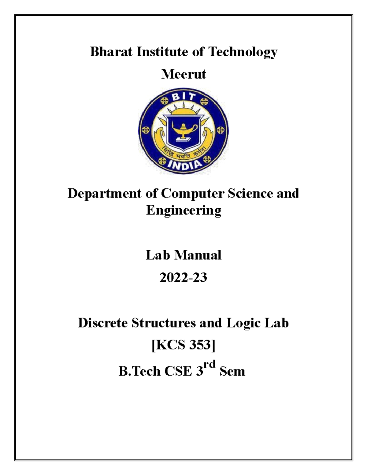Discrete Lab Manual - Bharat Institute of Technology Meerut Department ...