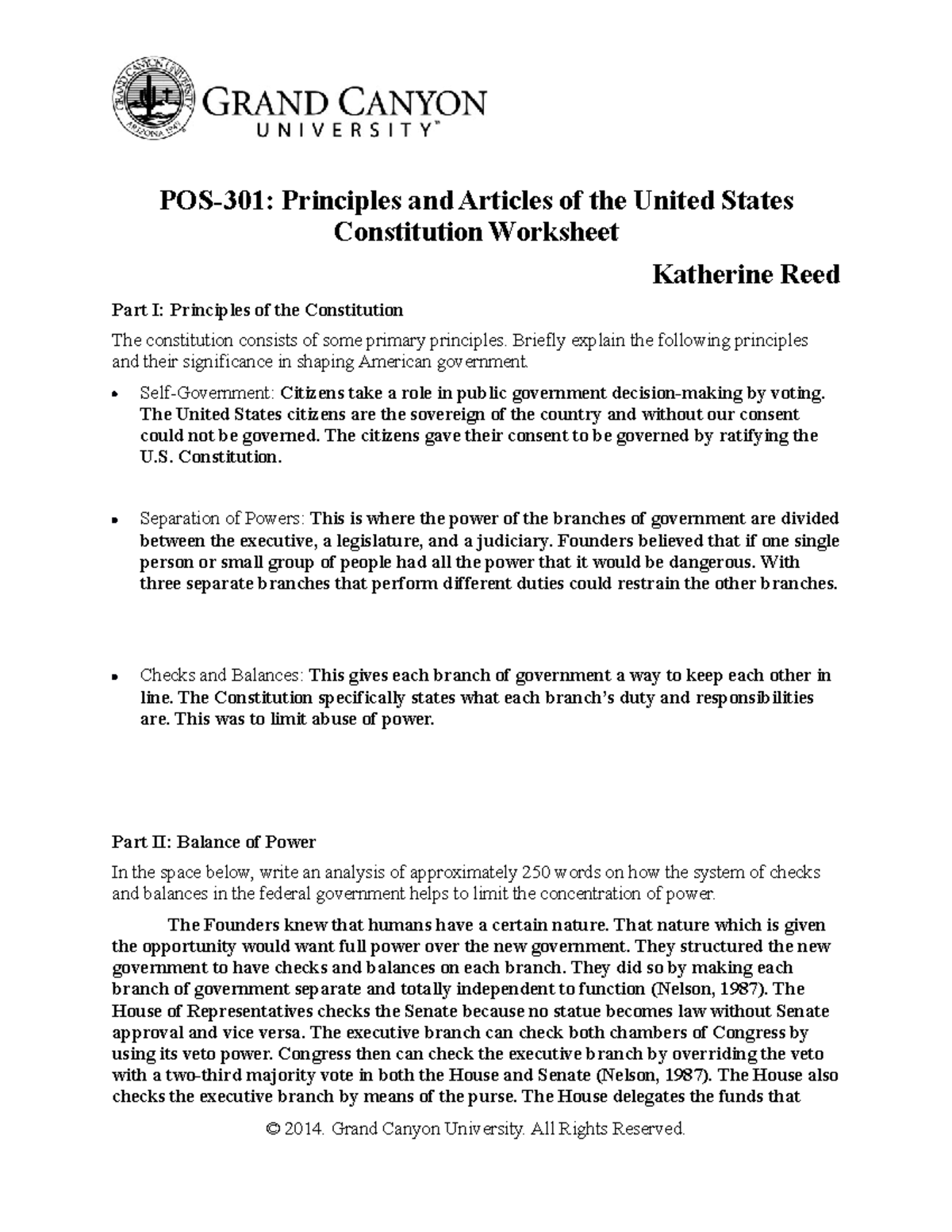 POS301 - Essay - POS-301 - GCU - Studocu