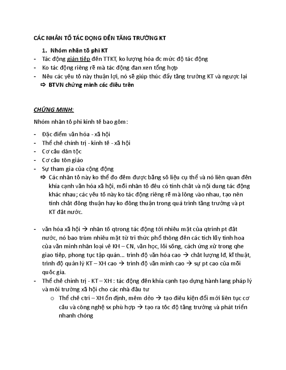 BT-KTPT - BT giữa kỳ KTPT - CÁC NHÂN TỐỐ TÁC Đ ỘNG ĐẾỐN TĂNG TR ƯỞNG KT Nhóm nhân tốố phi KT Tác ...