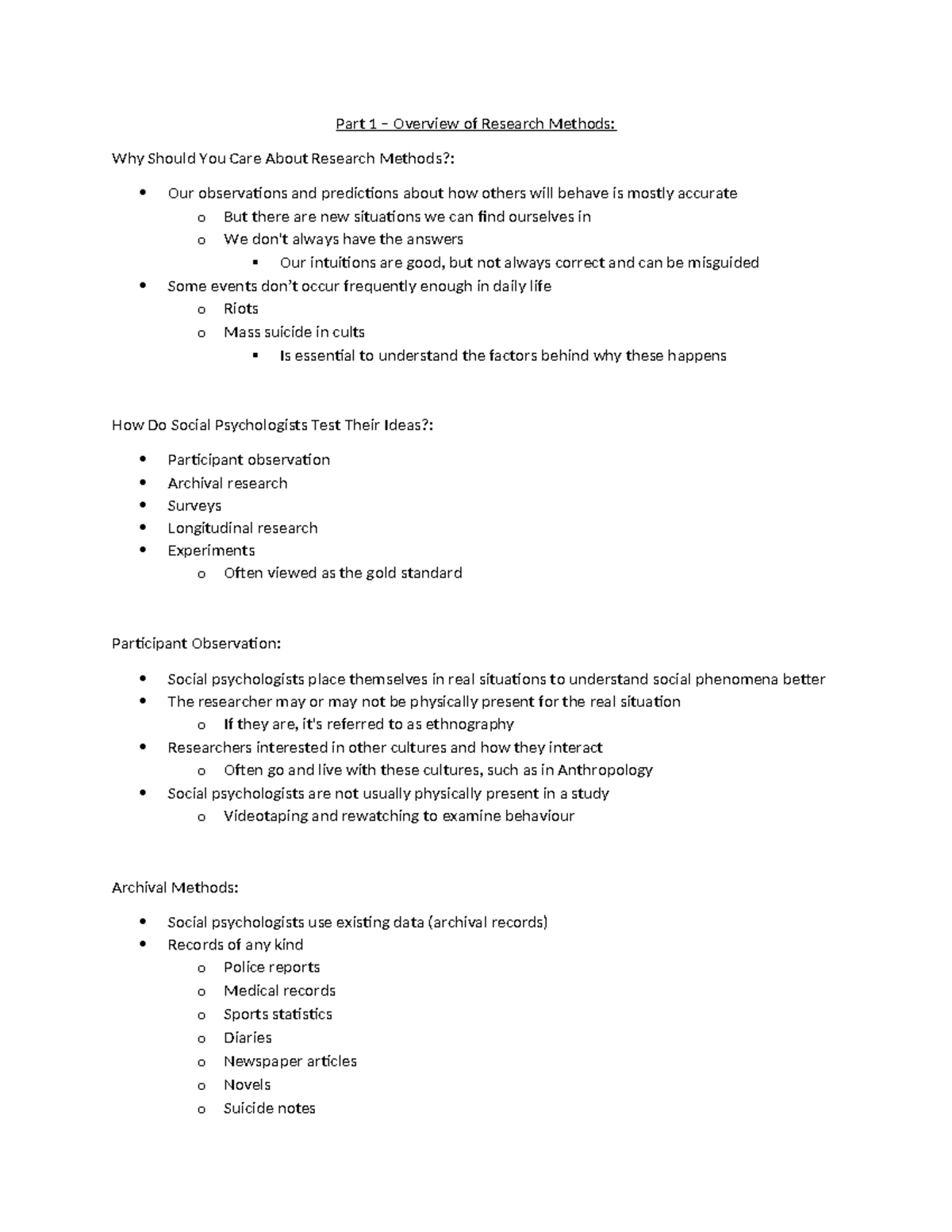 Research Methods Lecture - Part 1 – Overview of Research Methods: Why ...