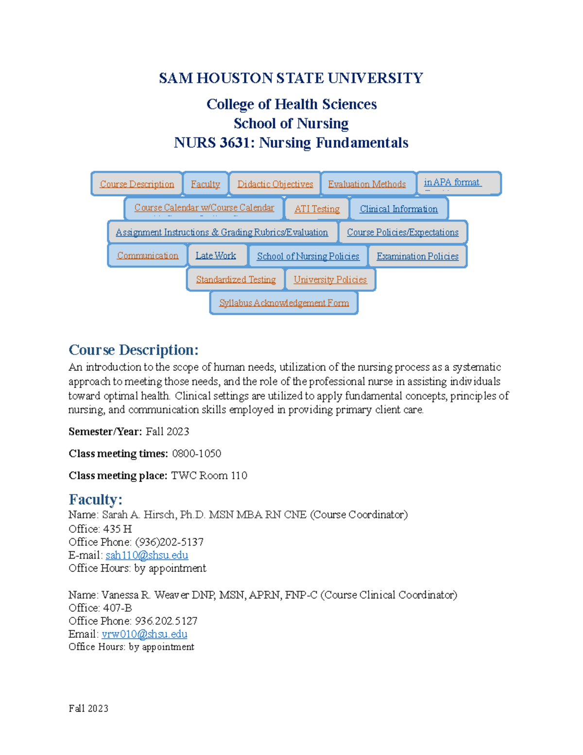 Syllabus Funds Fall 2023 - SAM HOUSTON STATE UNIVERSITY College of ...