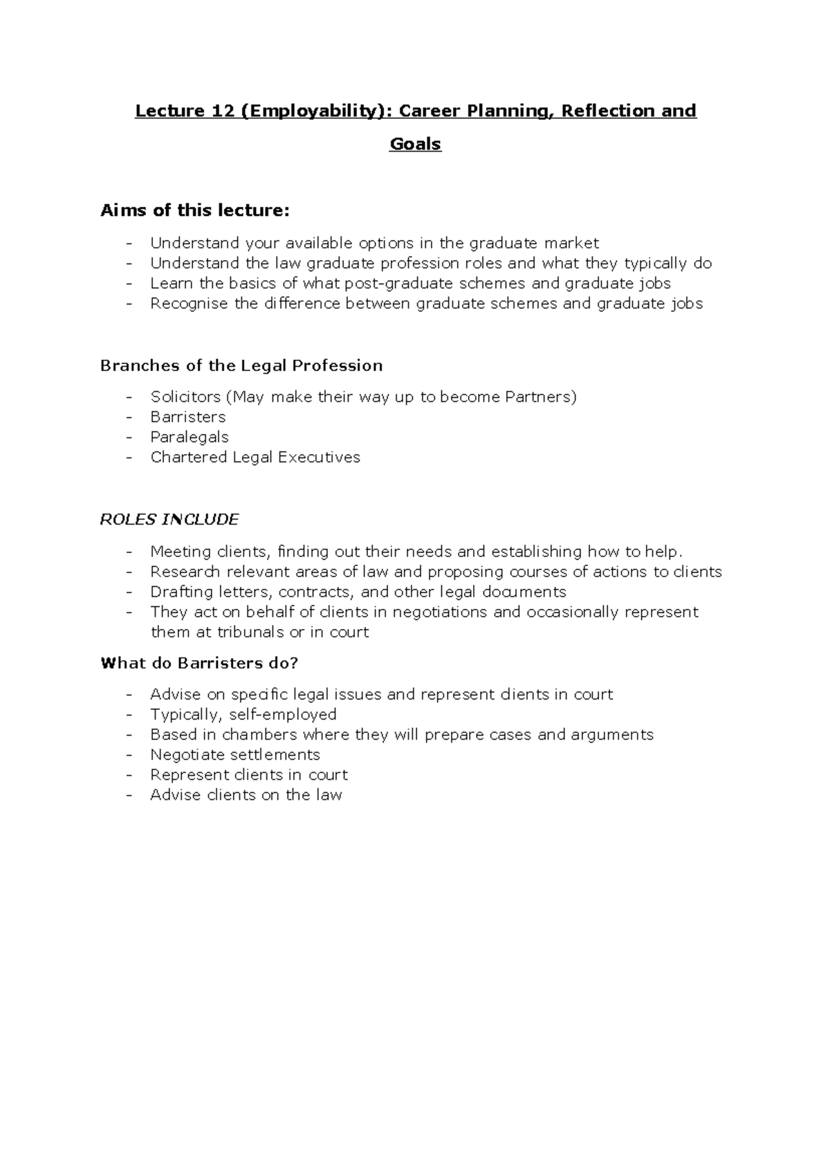 Employability 1 - Lecture 12 (Employability): Career Planning ...