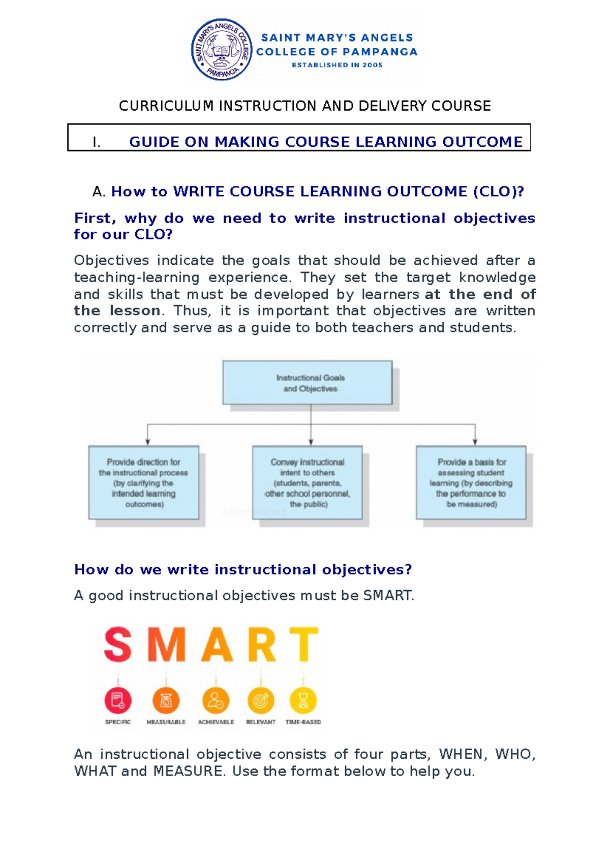 Annex A Guide ON Making Course Learning Outcome - CURRICULUM ...
