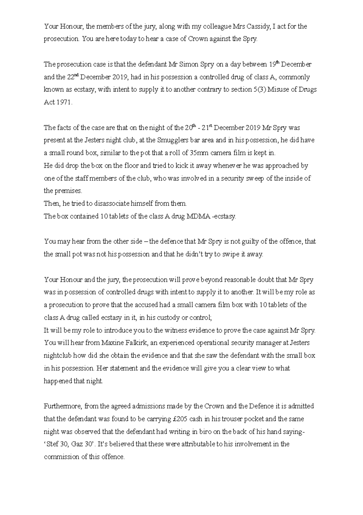 Opening Speech - essay - LAW550 - Ulster - Studocu