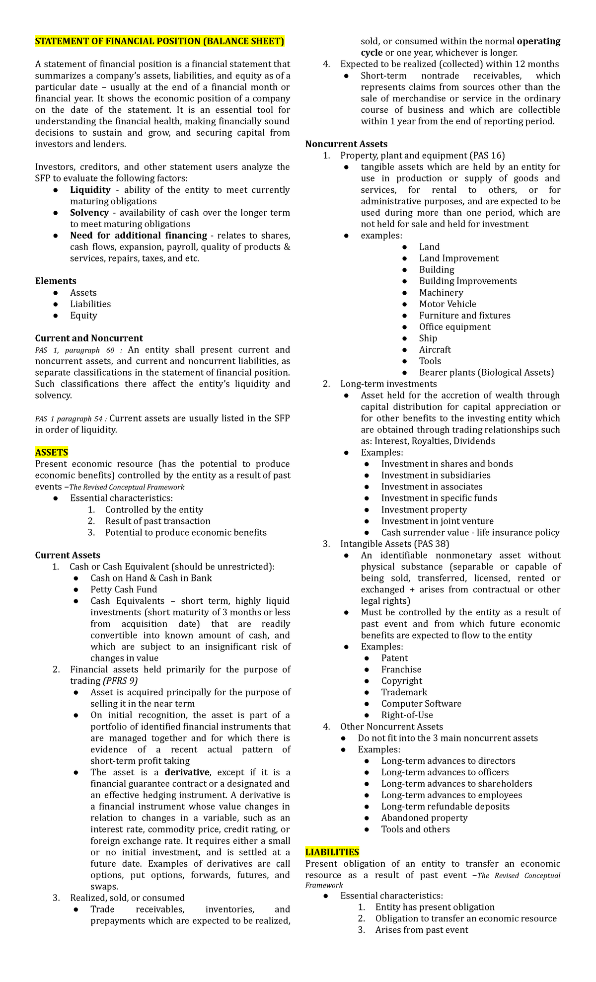 Statement of Financial Position - It shows the economic position of a ...