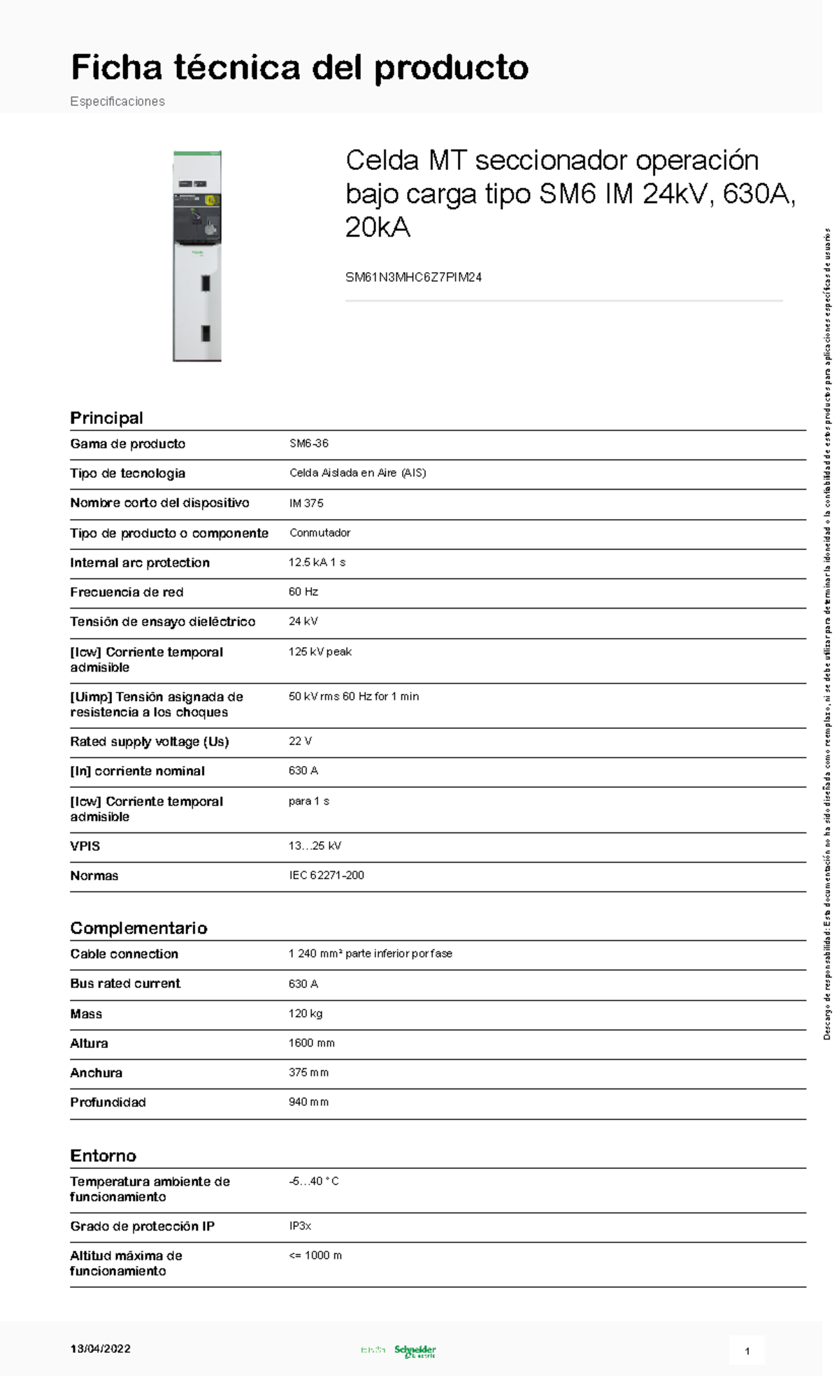 SM6 24k V SM61N3MHC6Z7PIM24 - Ficha técnica del producto ...
