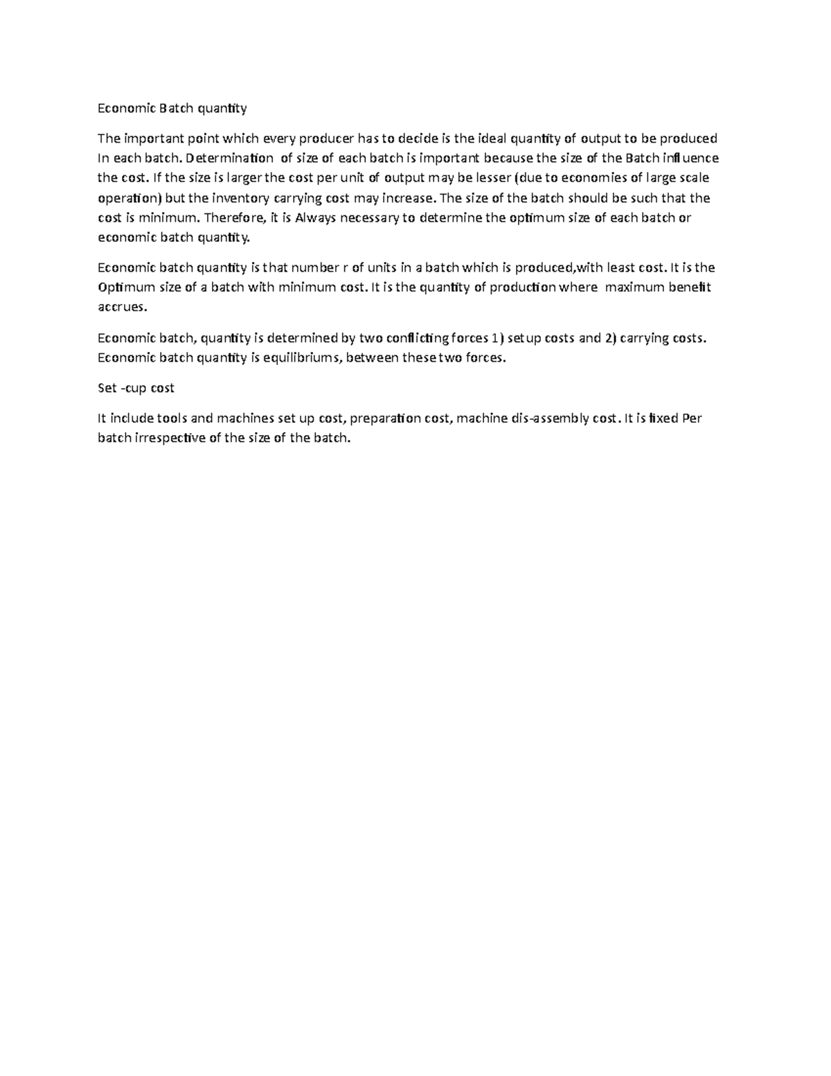 Economic batch quantity is written - Economic Batch quantity The ...