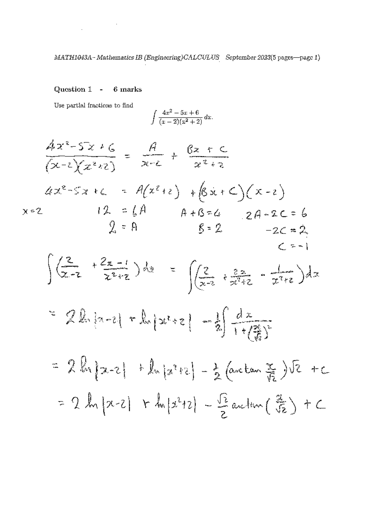 Memo calc sept 2023 - really helpful - Mathematics IB (Engineering ...