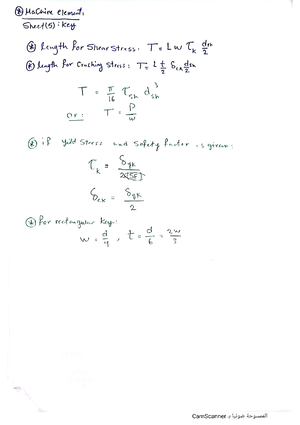 Machine sheet(7-8) - Machine Elements Design - Studocu