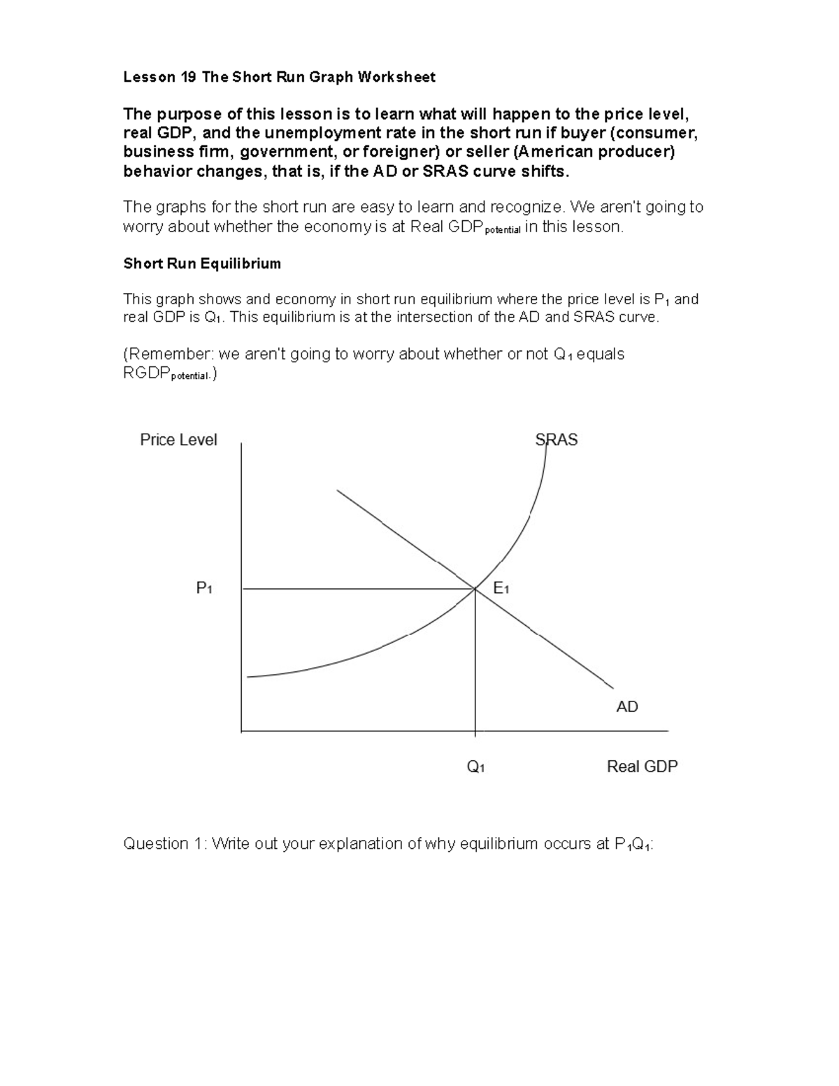Lesson 19 The Short Run Graph Worksheet - Tagged - Lesson 19 The Short ...