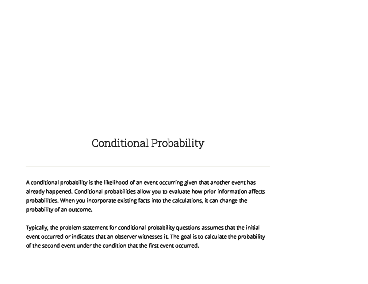Conditional Probability explanation1 - - Studocu