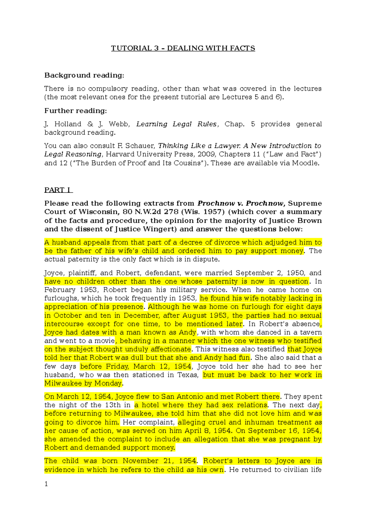 Tutorial 3 - Facts and law (2021) - TUTORIAL 3 – DEALING WITH FACTS ...