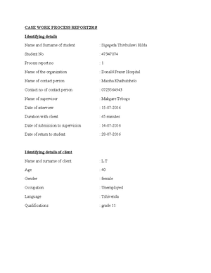 [Solved] Verbatim Example of substance abuse casework evaluation of the ...
