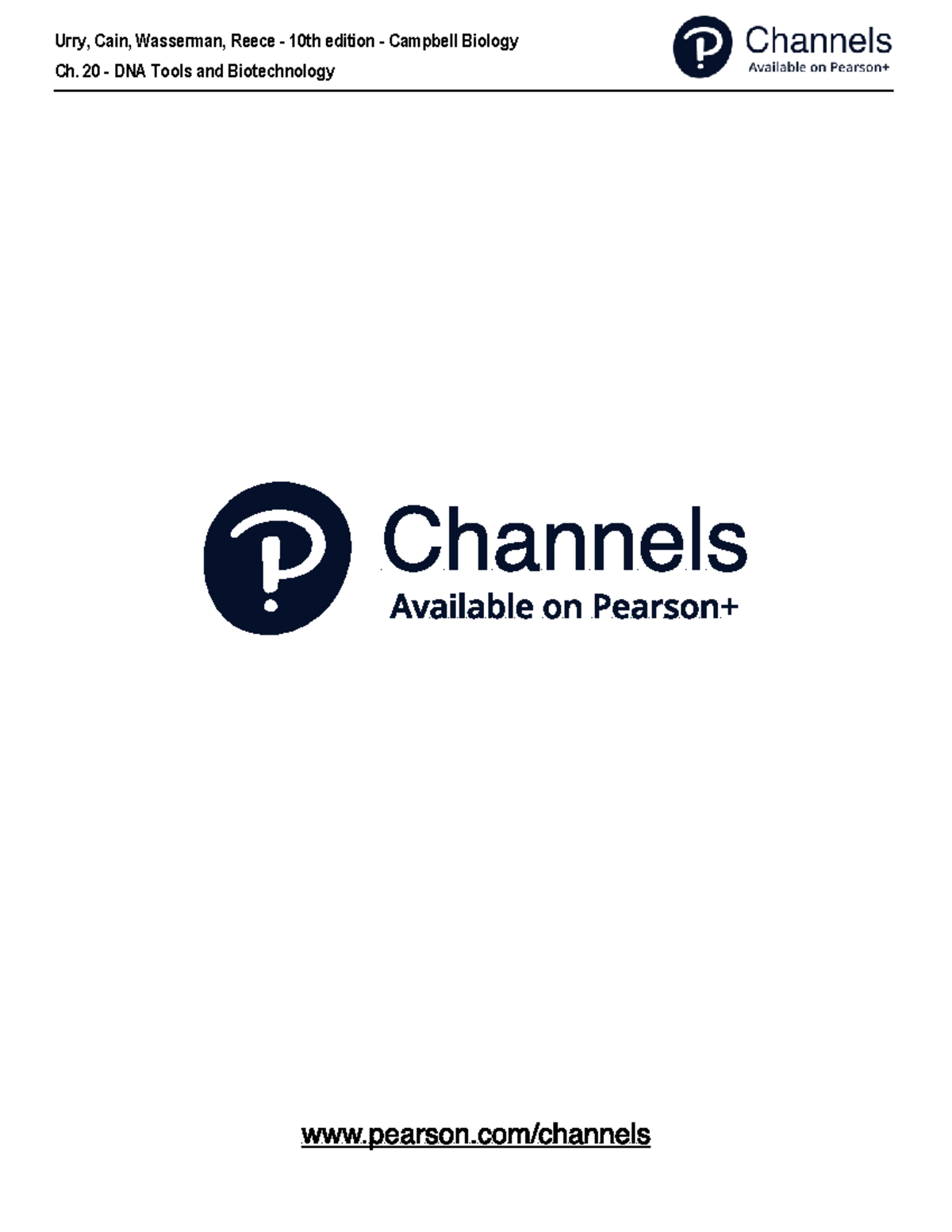 Ch. 20 - DNA Tools and Biotechnology - Available on Pearson+ Channels ...