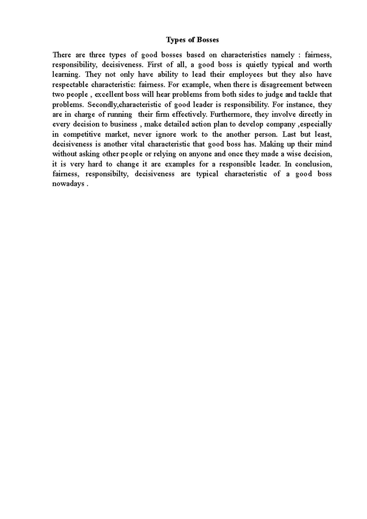 Types of Good Bosses - ... - Types of Bosses There are three types of ...