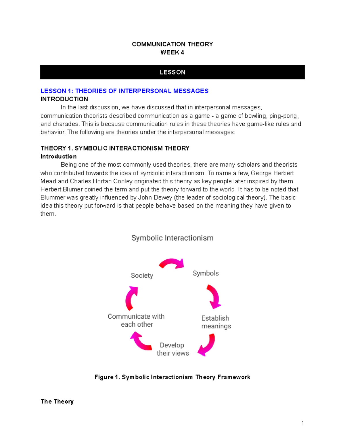 WK4 - Theories OF Interpersonal Messages - COMMUNICATION THEORY WEEK 4 ...