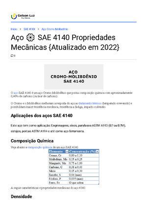 SAE 1020 - Propriedades Mecânicas - O aço SAE 1020 é um dos aços ao ...