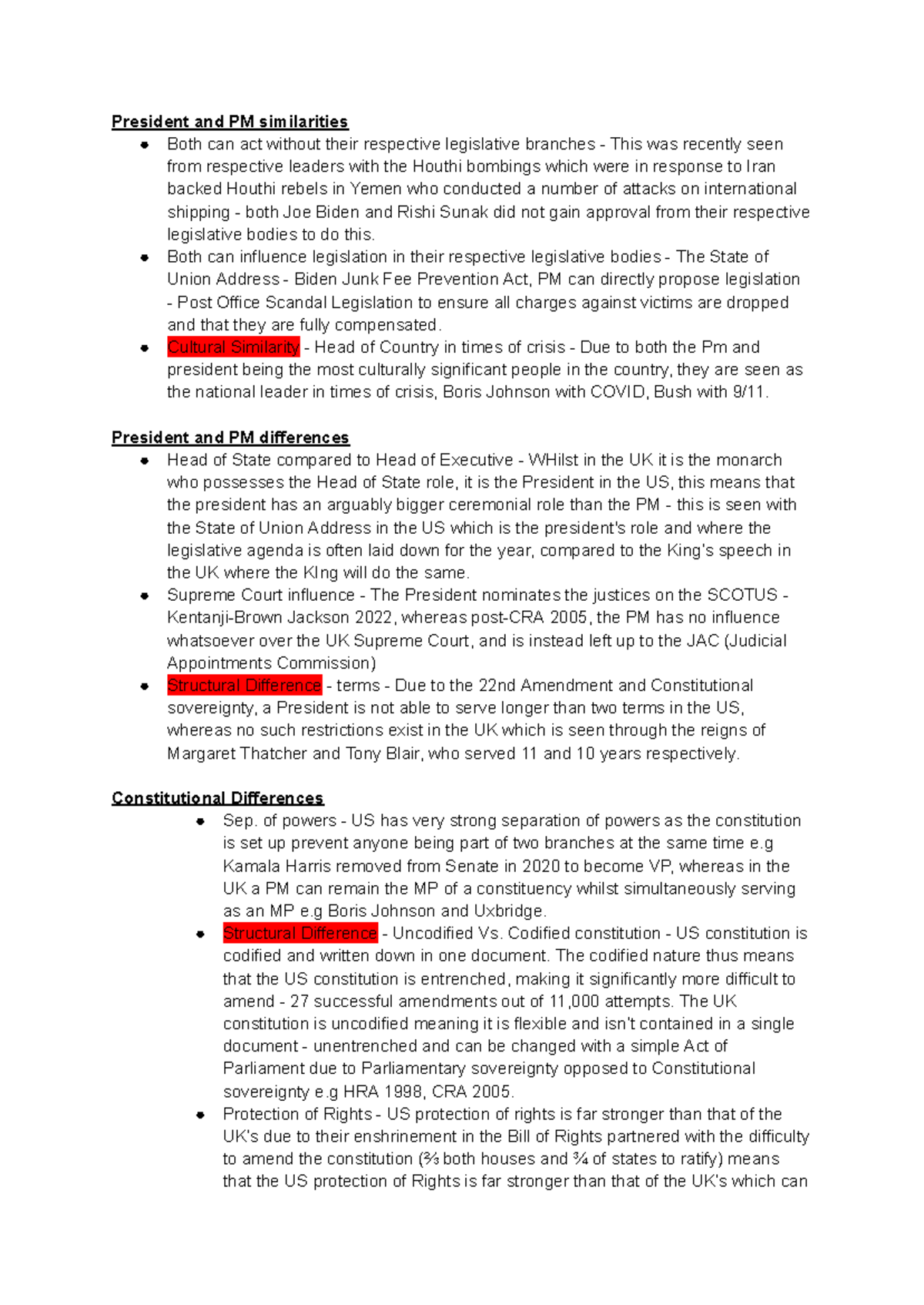 Comparative Qs Plans - President and PM similarities Both can act without their respective - Studocu