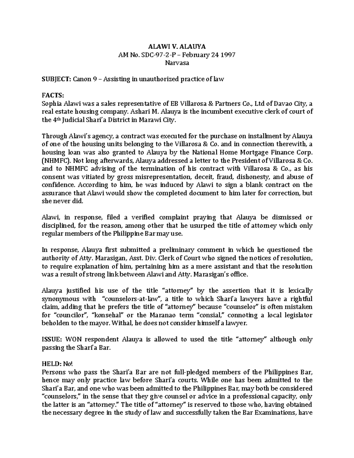 Alawi v Alauya-Digest - !"!#$%&'%!"!()!% !"#$%&'()+,-*.#/#01234536#-7#8 ...
