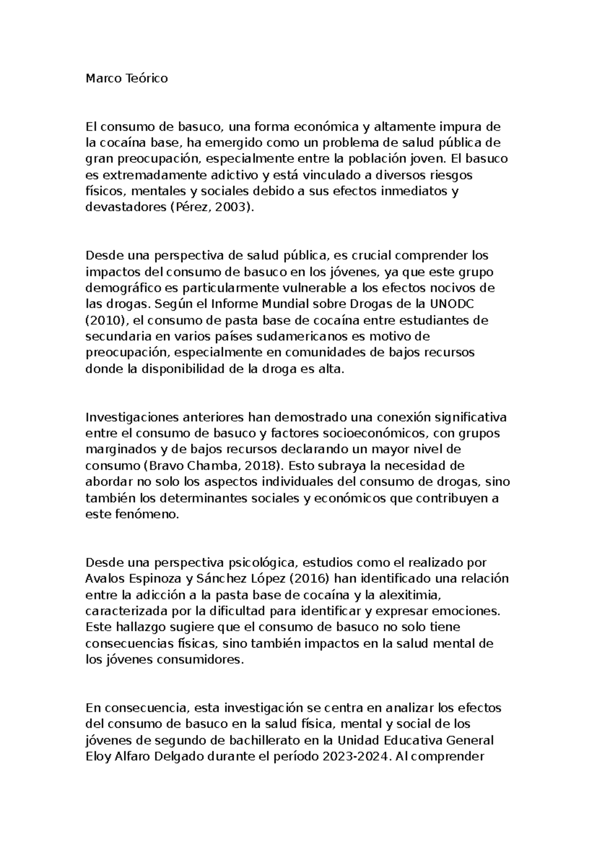 Marco teorico - Marco Teórico El consumo de basuco, una forma económica ...
