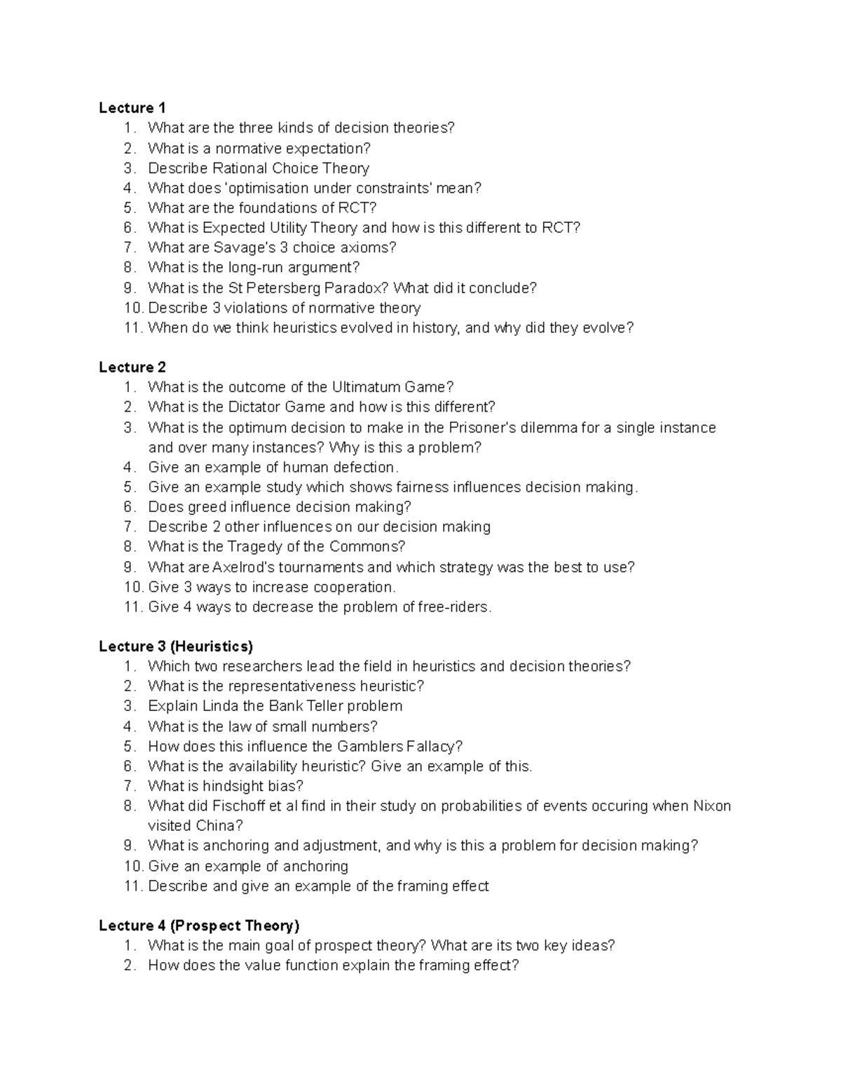Thinking Lecture Questions - Lecture 1 1. What are the three kinds of ...