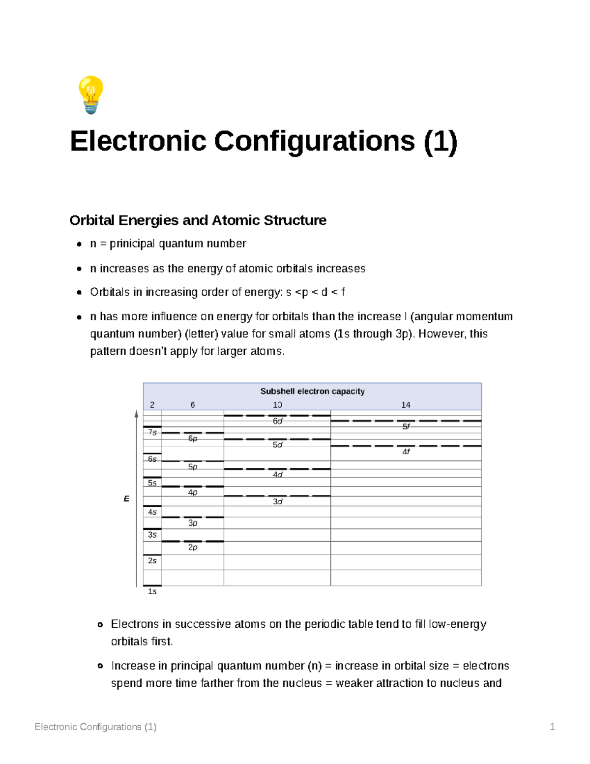 Electronic Configurations and Atomic Structure - Studocu