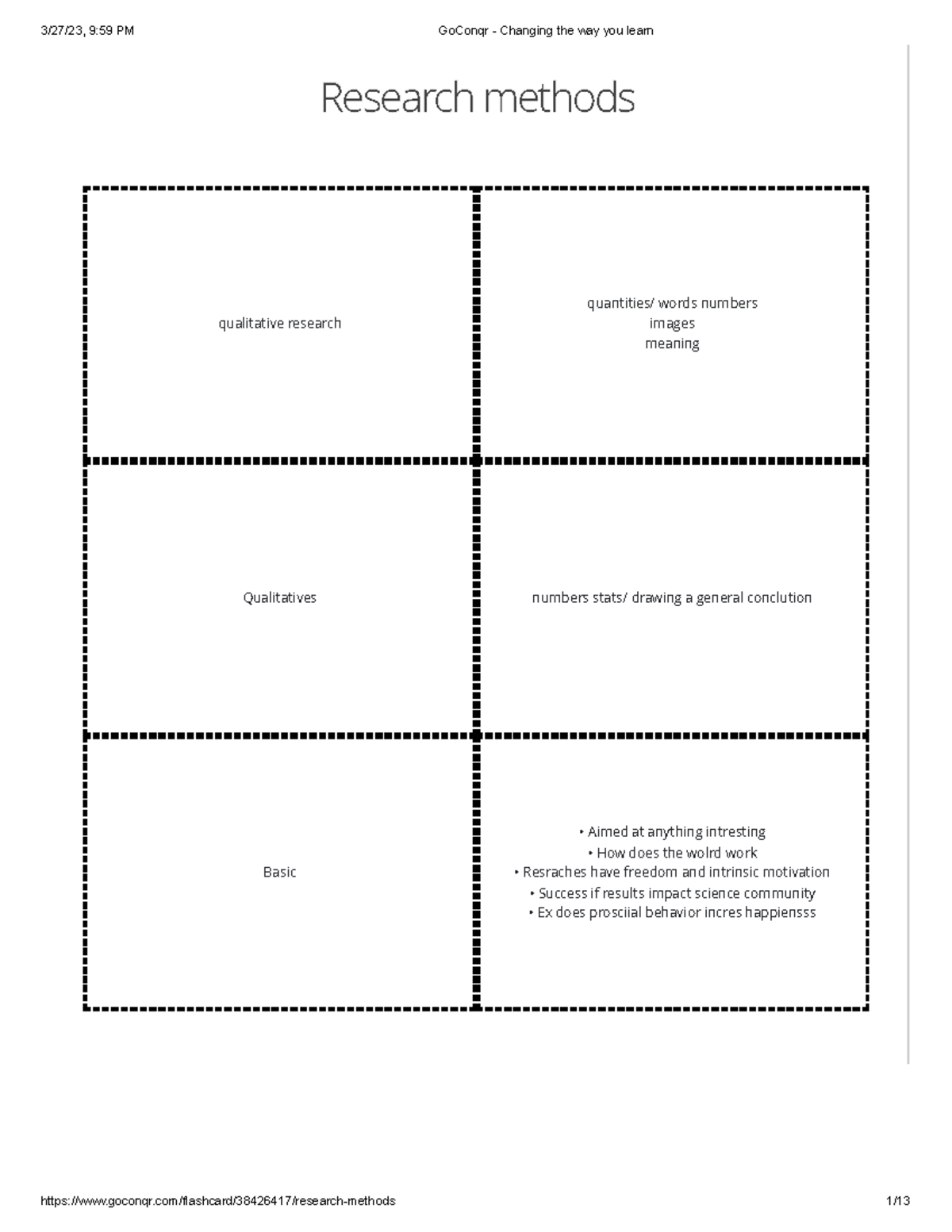 Research methods Flashcards - qualitative research quantities/ words ...
