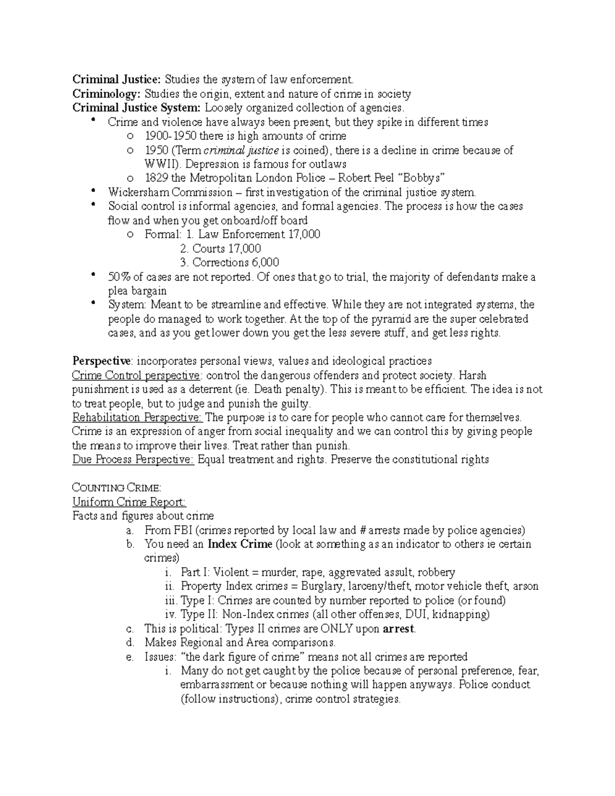Test 1 Study Guide soc 1003 - Criminal Justice: Studies the system of ...