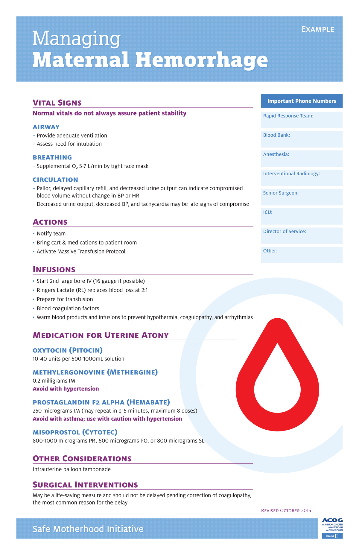 SMI ob hemorrhage bundle poster managing maternal hem - Safe Motherhood ...