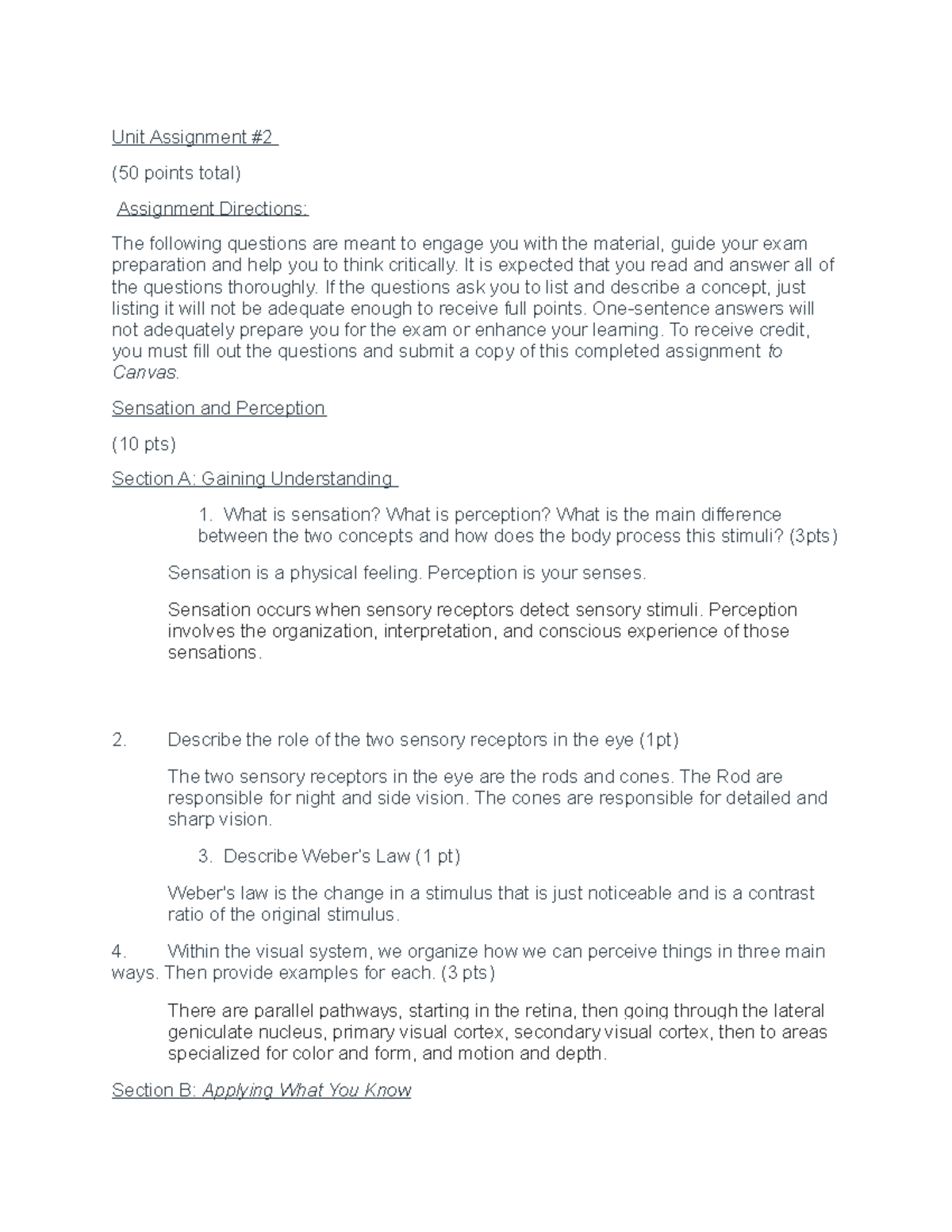 Unit Assignment #2 - practice for your physc exam - Unit Assignment ...