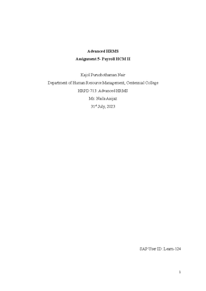 Assignment 4- Case Study - Advanced HRMS Assignment 4- Case Study Kajol Purushothaman Nair - Studocu