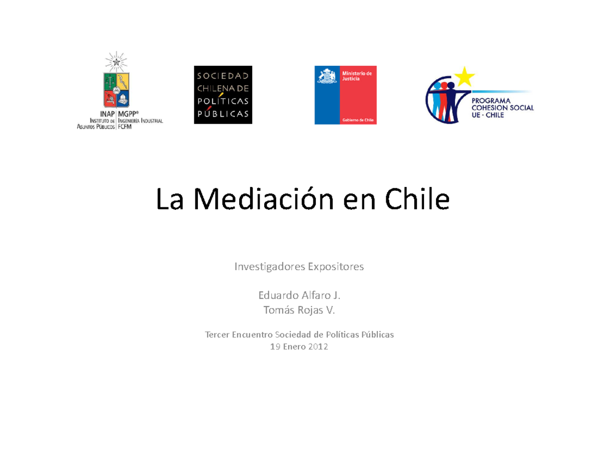 COMP II-4 - SHJA - La Mediación en Chile Investigadores Expositores ...