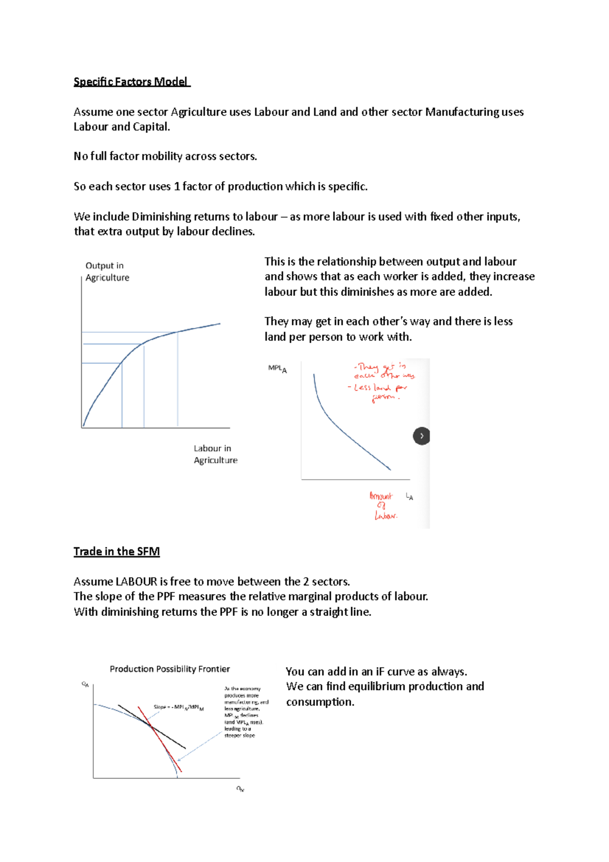 Specific Factors Model - Specific Factors Model Assume one sector ...