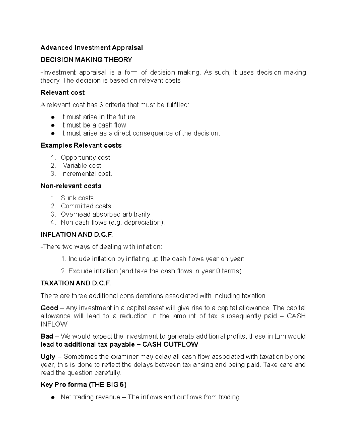 Advanced Investment Appraisal Decision Making, Taxation, and Asset ...