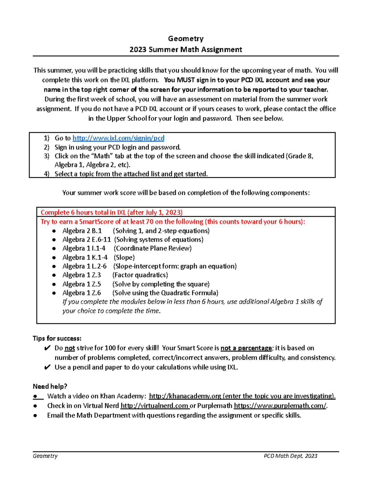 Geometry Summerwork 2023 - Geometry 2023 Summer Math Assignment This ...