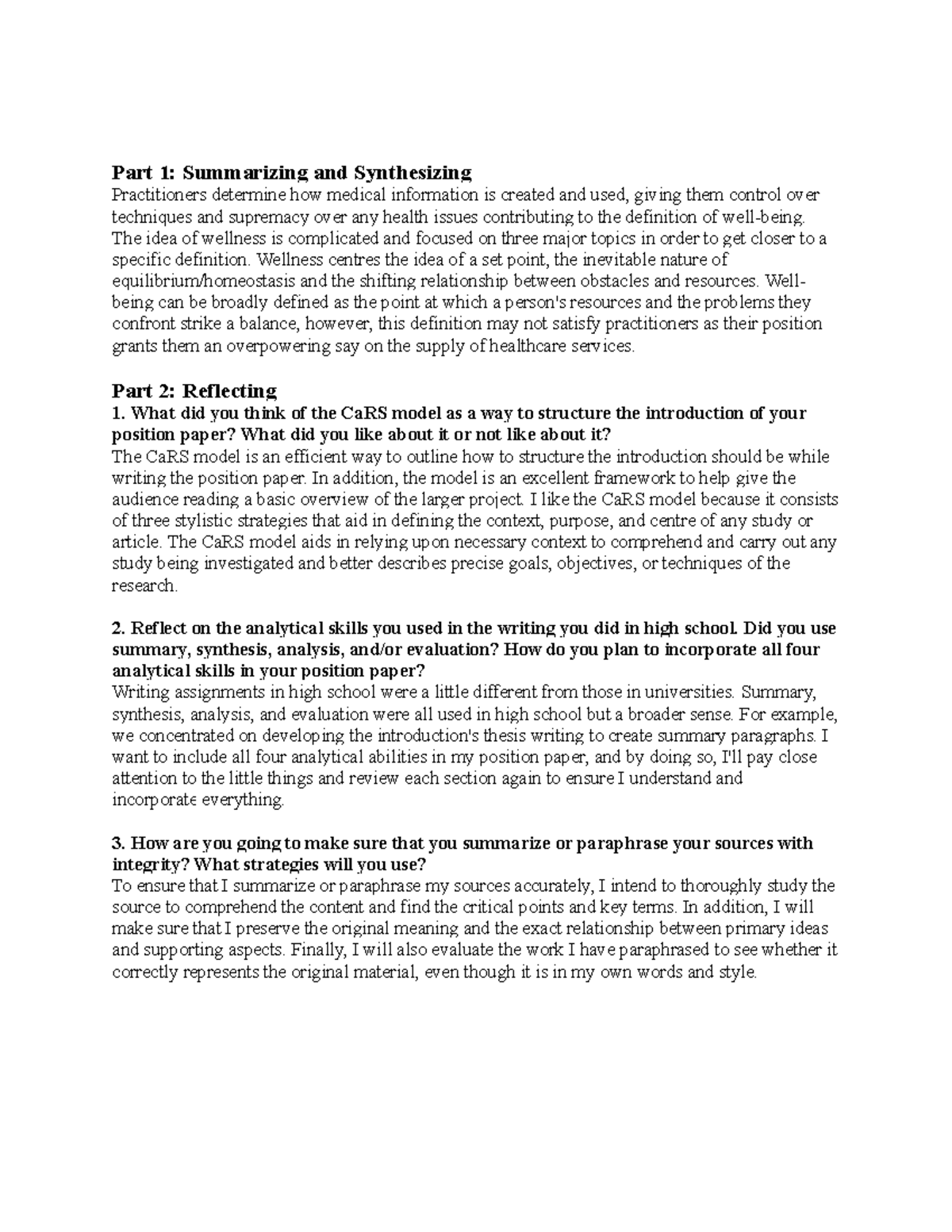 Tutorial 3 Post Tutorial Activity Part 1 Summarizing And Synthesizing Practitioners 